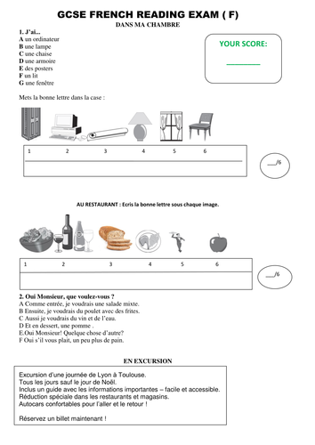 GCSE READING - HOME-MADE READING PAPER | Teaching Resources