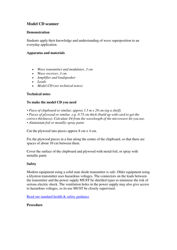 Model CD scanner | Teaching Resources