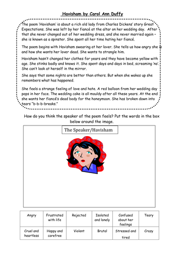 Havisham by Carol Ann Duffy PEE help by jesspon - Teaching Resources - TES