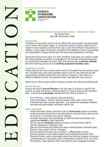Transition from Primary to Secondary school | Teaching Resources
