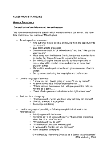 General Behaviours | Teaching Resources