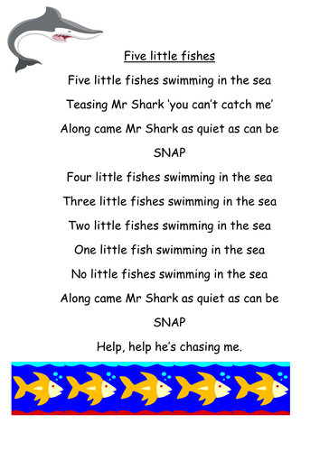 Five little fishes swimming in the sea by yjdj - Teaching Resources - Tes