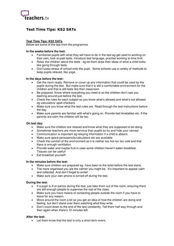 Teachers TV: Test Time Tips - KS2 SATs | Teaching Resources