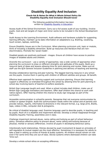 Disability Equality And Inclusion | Teaching Resources