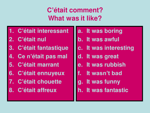 C'etait comment | Teaching Resources