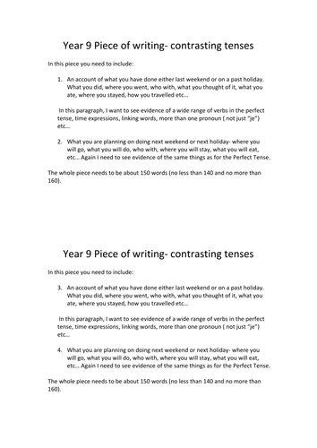Y9 Writing Question - different time frames | Teaching Resources