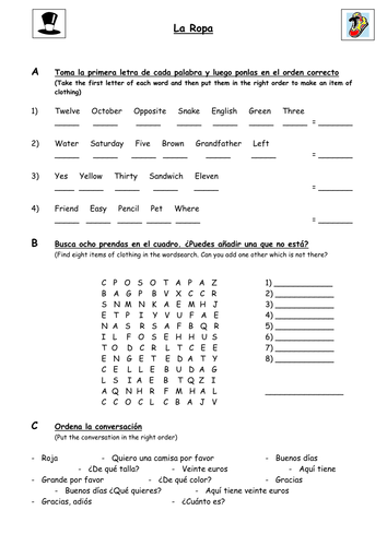 Spanish Clothes: La Ropa | Teaching Resources