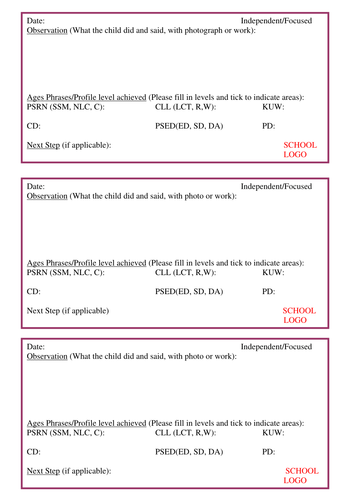 Observation insert for Learning Journals - EYFS | Teaching Resources