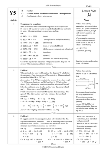 Yr 5 Mental & written calculation : Lesson 38 | Teaching Resources