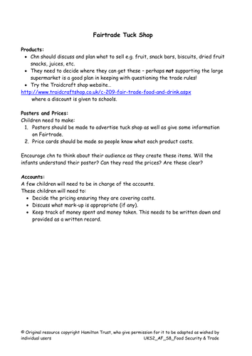 Fair Trade Tuck Shop | Teaching Resources