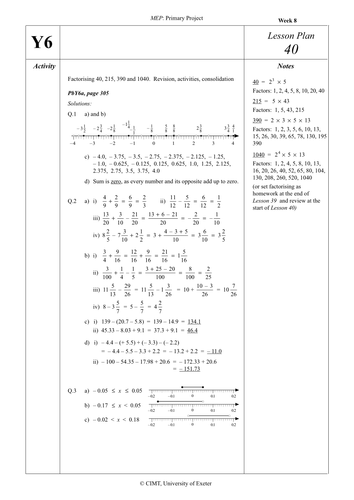 Yr 6 Revision : Lesson 40 | Teaching Resources