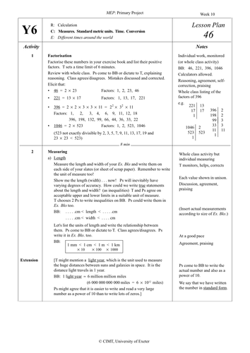 Yr 6 Measures : Lesson 46 | Teaching Resources