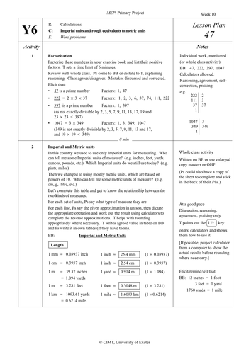Yr 6 Measures : Lesson 47 | Teaching Resources