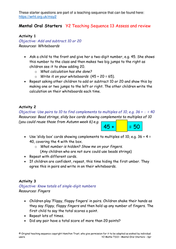 Mental Oral Starters - Year 2 | Teaching Resources
