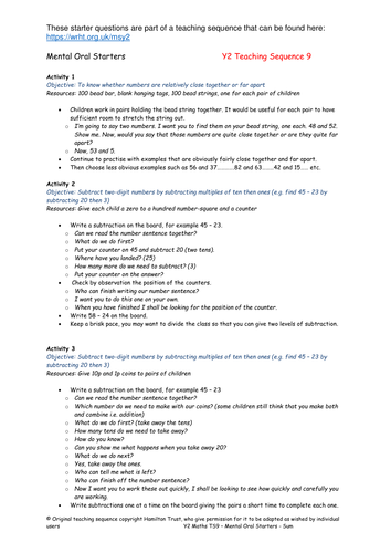 Mental Oral Starters - Year 2 | Teaching Resources