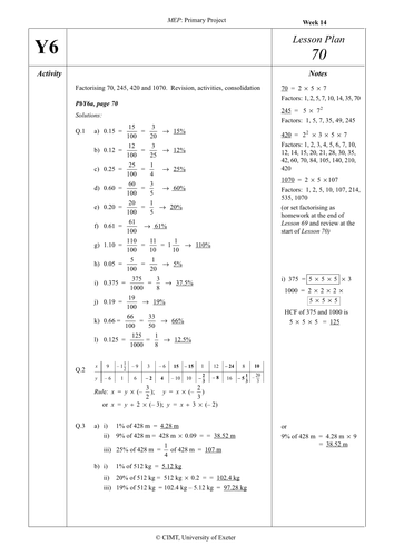 Yr 6 Revision : Lesson 70 | Teaching Resources