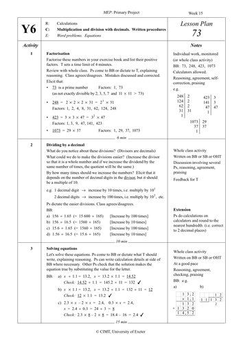 Yr 6 Decimals : Lesson 63 | Teaching Resources