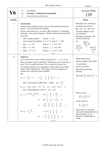 Yr 6 Formulae : Lesson 139 | Teaching Resources