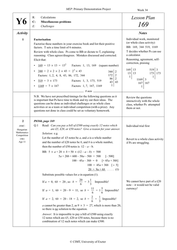 Yr 6 Problems: Lesson 169 | Teaching Resources