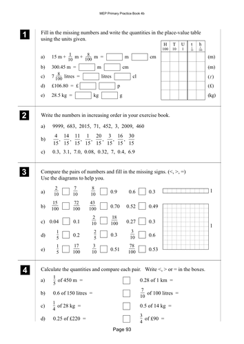 Yr 4 Fractions and Decimals : Lesson 93 | Teaching Resources