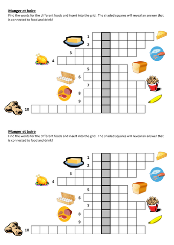 Manger et boire worksheet | Teaching Resources