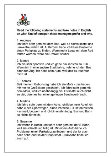 Transport reading activity | Teaching Resources