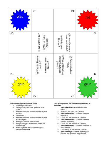 Chatterbox/ Fortune Teller Origami Thing | Teaching Resources