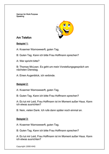 Am Telefon | Teaching Resources