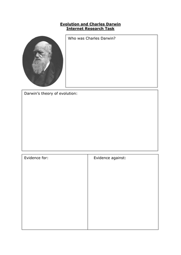 Evolution and Charles Darwin Internet ResearchTask by lauravitty ...