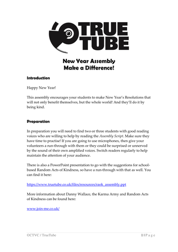 New Year Assembly (part 1) | Teaching Resources