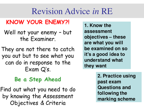 Revision Advice in RE | Teaching Resources