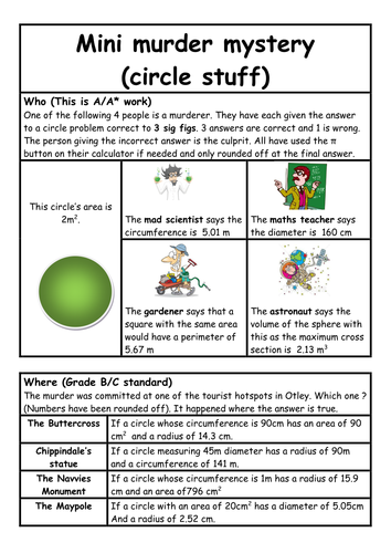 Circle Formulae and Angles Murder Mystery GCSE | Teaching Resources