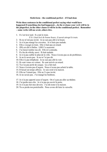 Practising si +pluperfect with conditional perfect | Teaching Resources