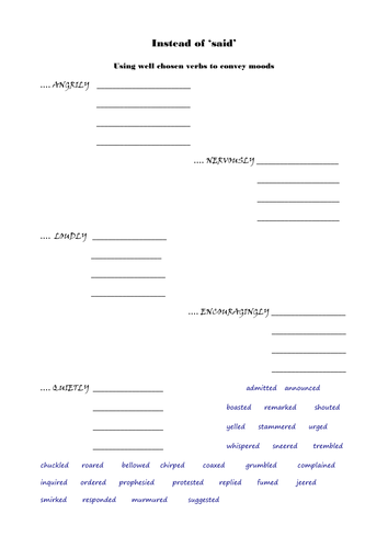Instead of said | Teaching Resources