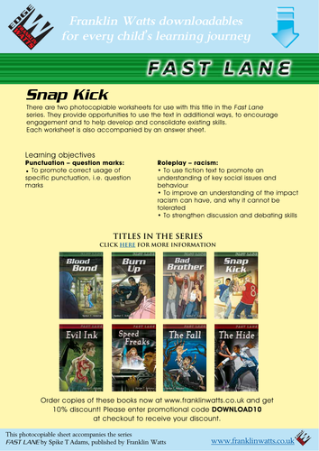 FAST LANE: Snap Kick worksheets | Teaching Resources
