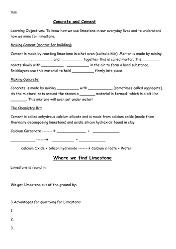 Mortar, Cement and Concrete | Teaching Resources