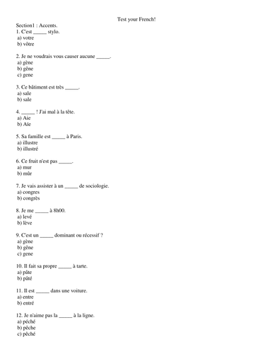 Test your French | Teaching Resources