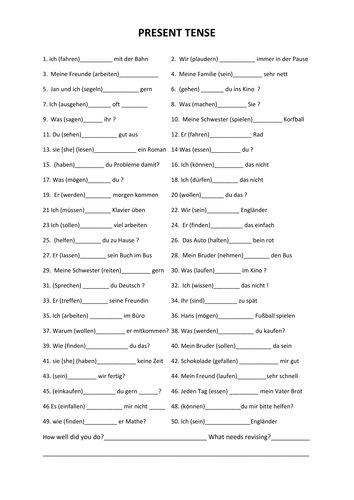 present tense in German | Teaching Resources