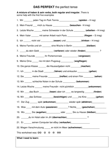 das Perfekt - perfect tense in German | Teaching Resources