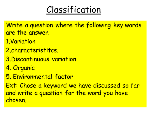 classification powerpoint and quick quiz | Teaching Resources