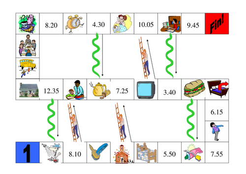 Daily routine & time snakes & ladders | Teaching Resources