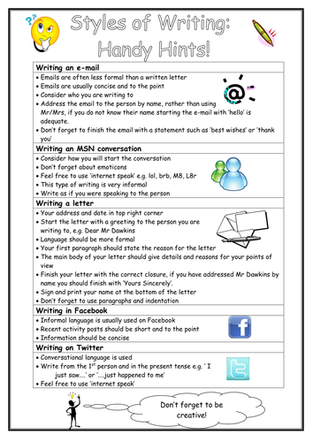 Writing style tips | Teaching Resources