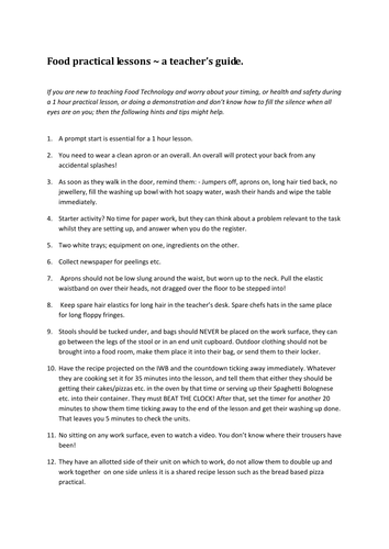 Food Practical Lessons ~ a teacher's guide | Teaching Resources