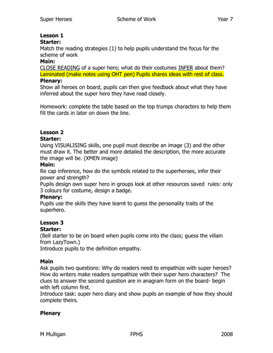 Superheroes Scheme Lesson plans | Teaching Resources