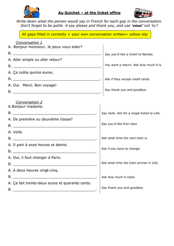 Buying train tickets - writing & speaking | Teaching Resources