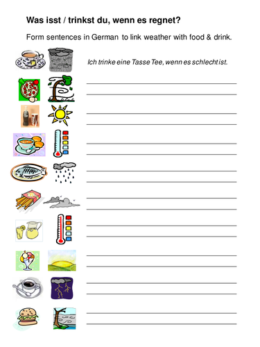 Wenn clauses - food & drink with weather | Teaching Resources