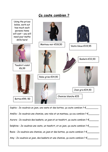 French clothes with maths included! | Teaching Resources