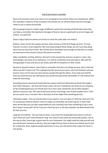 School's Out Leavers' Assembly by - UK Teaching Resources - TES