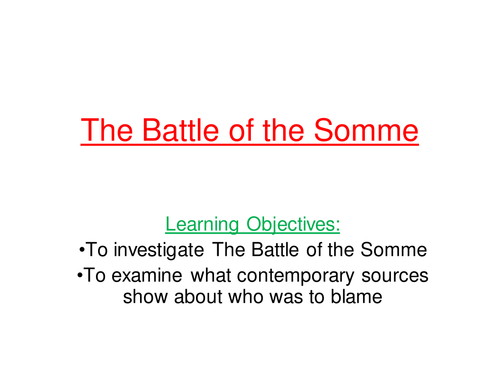 Battle of the Somme | Teaching Resources