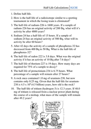 Worksheet - Half Life Calculations | Teaching Resources Worksheet - Half Life Calculations | Teaching Resources